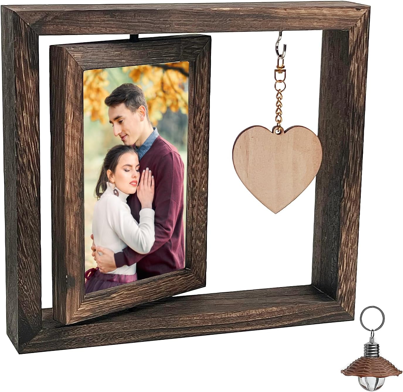 Bqweun Cadre Photo en Bois Rotatif Double Face 10x15cm, Cadre Multi ...