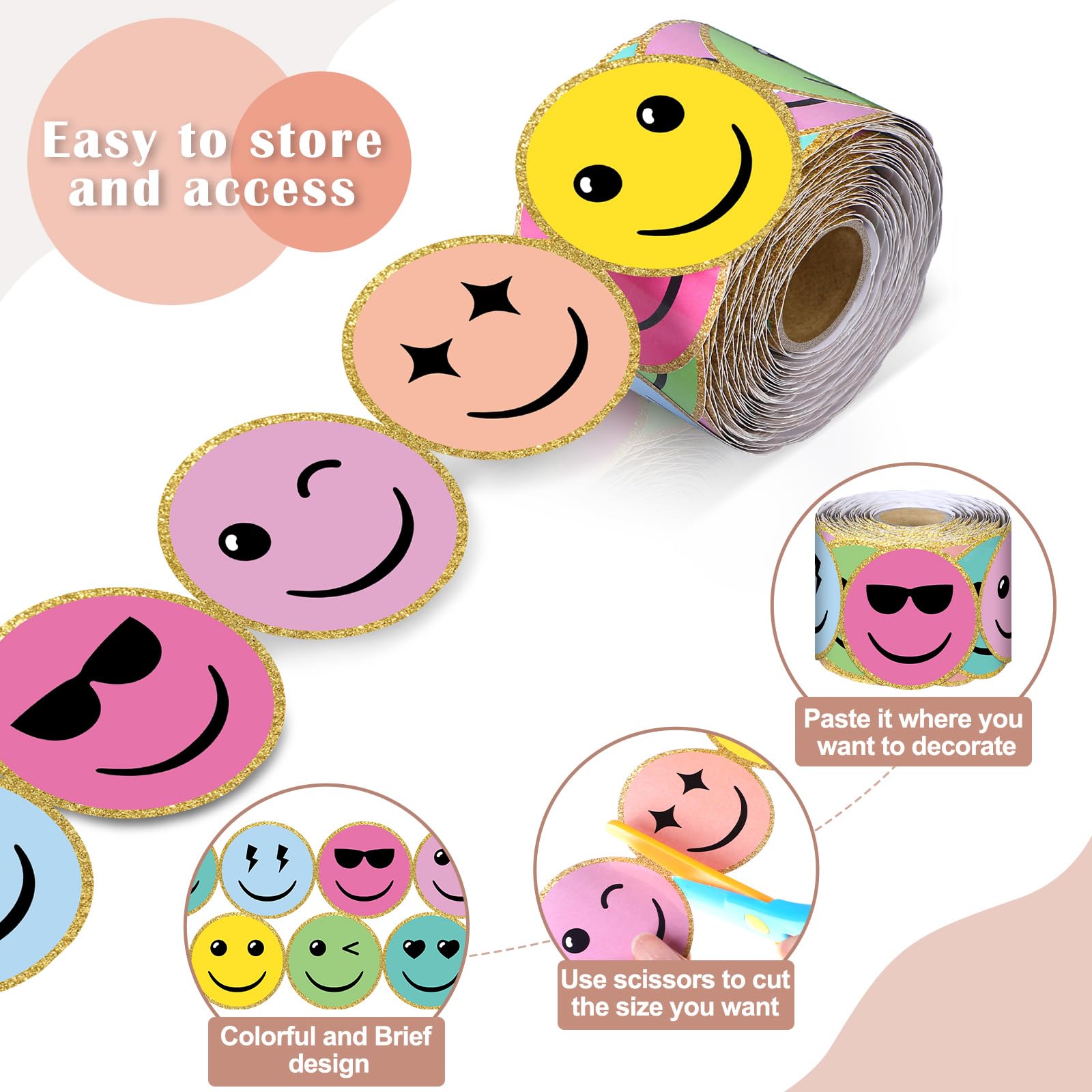 Snapklik.com : Zonon 65 Feet Happy Face Bulletin Board Border Colorful ...