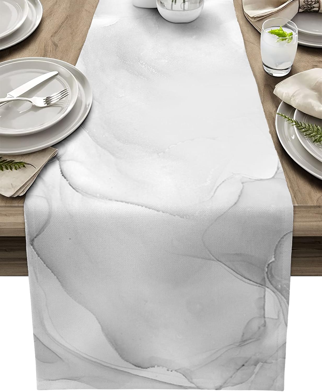 Amazon.com: Table Runner Gray Gradient Ink Painting Marble Texture ...
