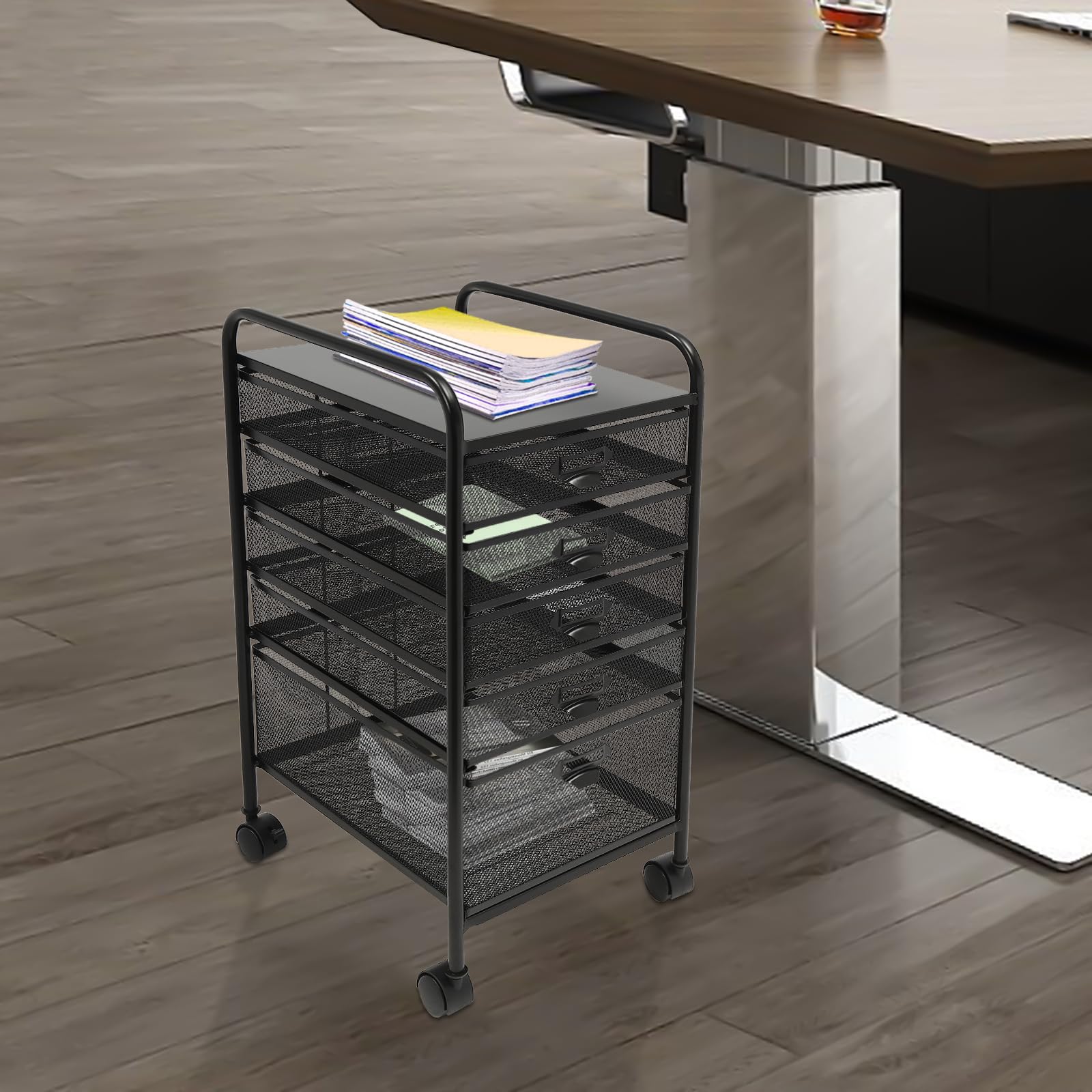 Amazon.com: Rolling File Cabinet with 5 Drawers, Craft Cart Organizer ...