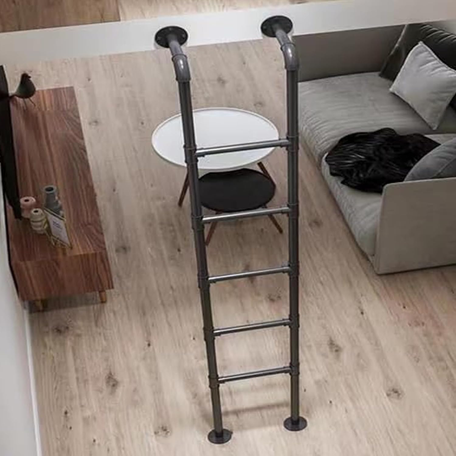 Metal Pipeline Style Loft Bed Ladder 6.1FT / 186CM / 73.2IN Black, Wall ...