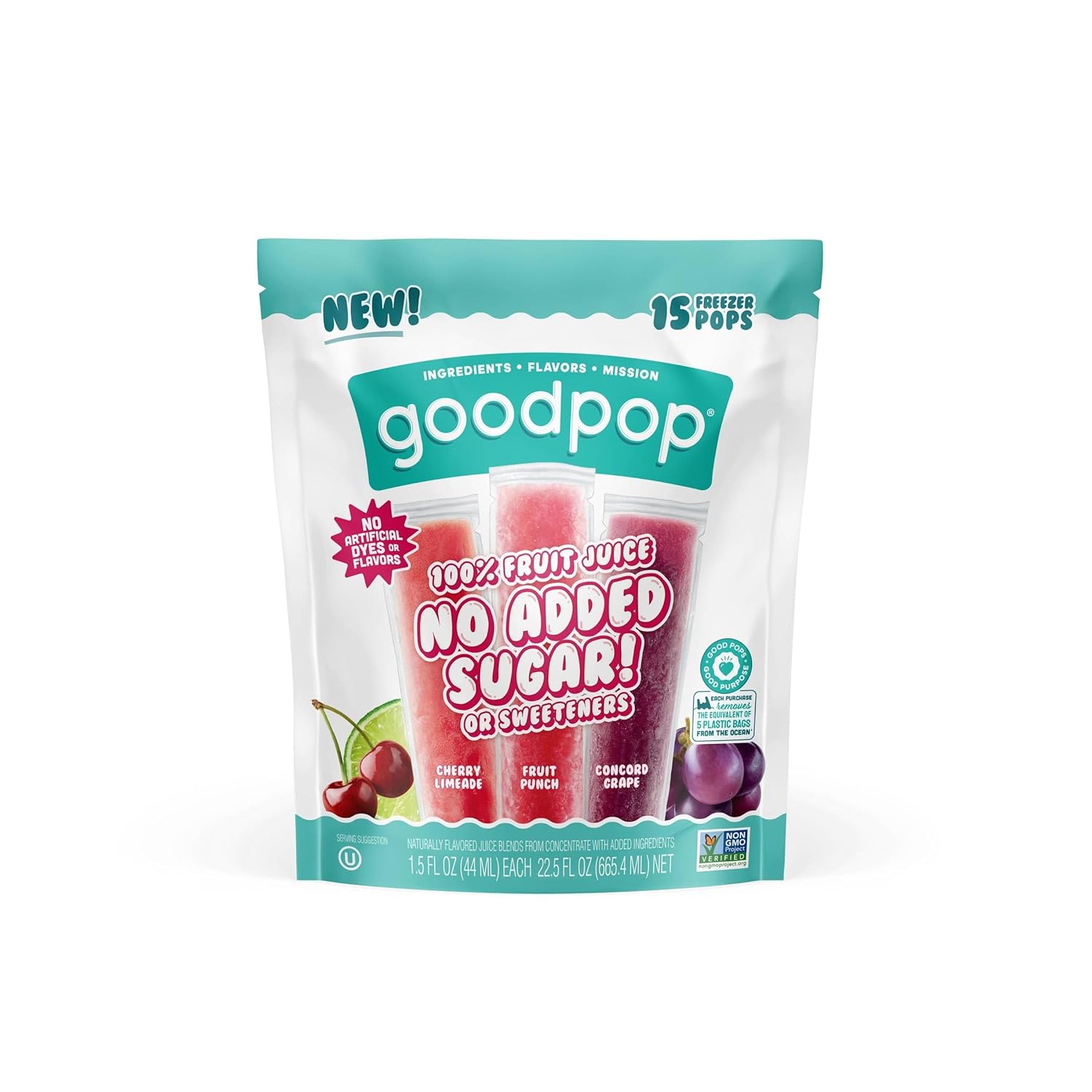 Amazon.com : GOODPOP Assorted Freezer Pops 15 Count, 22.5 FZ : Grocery ...