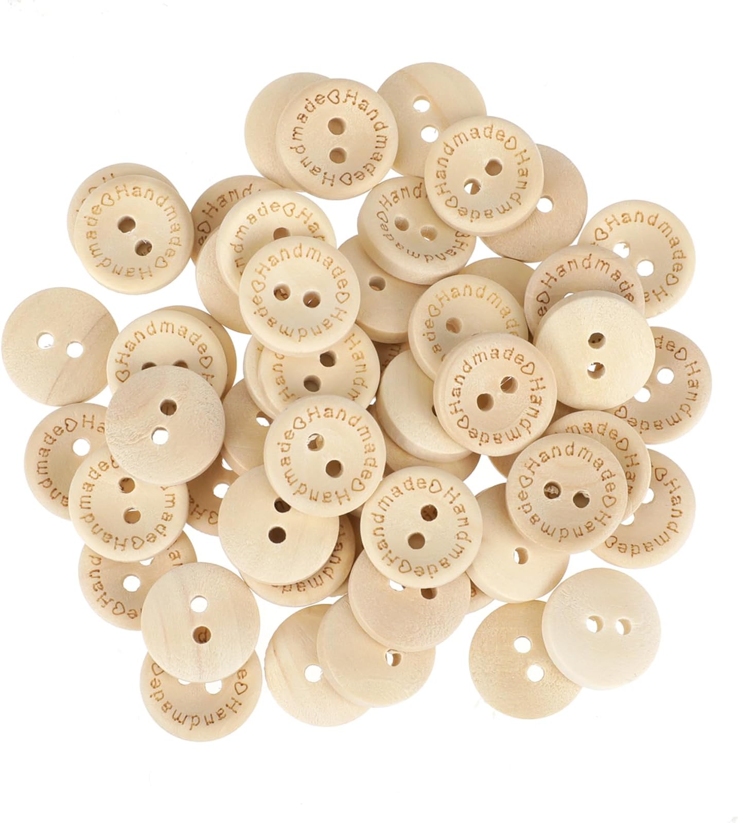 Amazon.com: 50PCS Wooden Handmade Buttons 2 Holes Round Wooden Sewing ...
