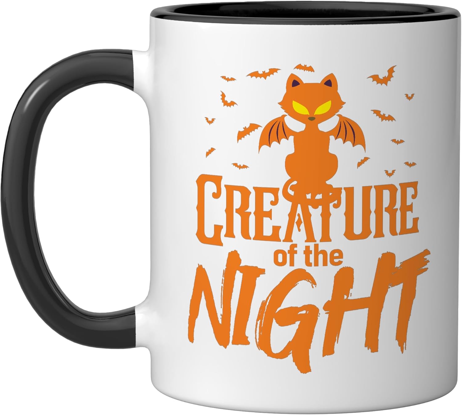 Amazon.com | Halloween, Creature Of The Night, Scary Cat, Bats Ceramic ...