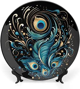 Amazon.com: Peacock Feather Bone China Decorative Plate Ceramic Dinner ...