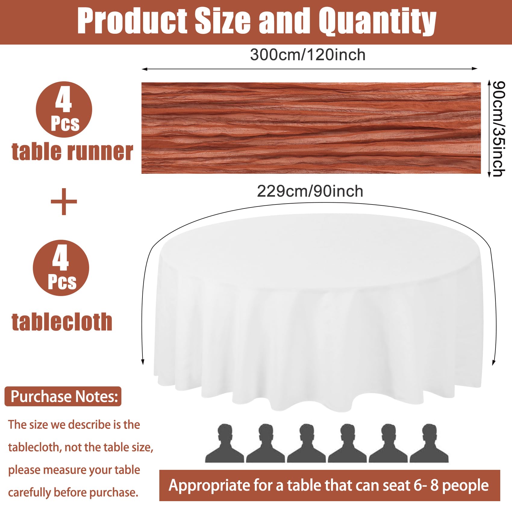Snapklik.com : 4 Set Round Tablecloth And Cheesecloth Table Runner ...