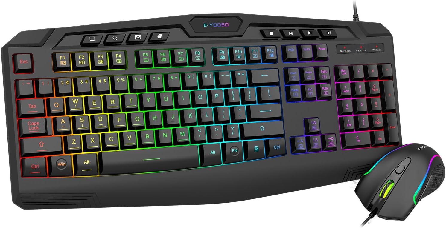 Amazon.com: Wired Gaming Keyboard and Mouse Combo, CQ109 RGB LED ...