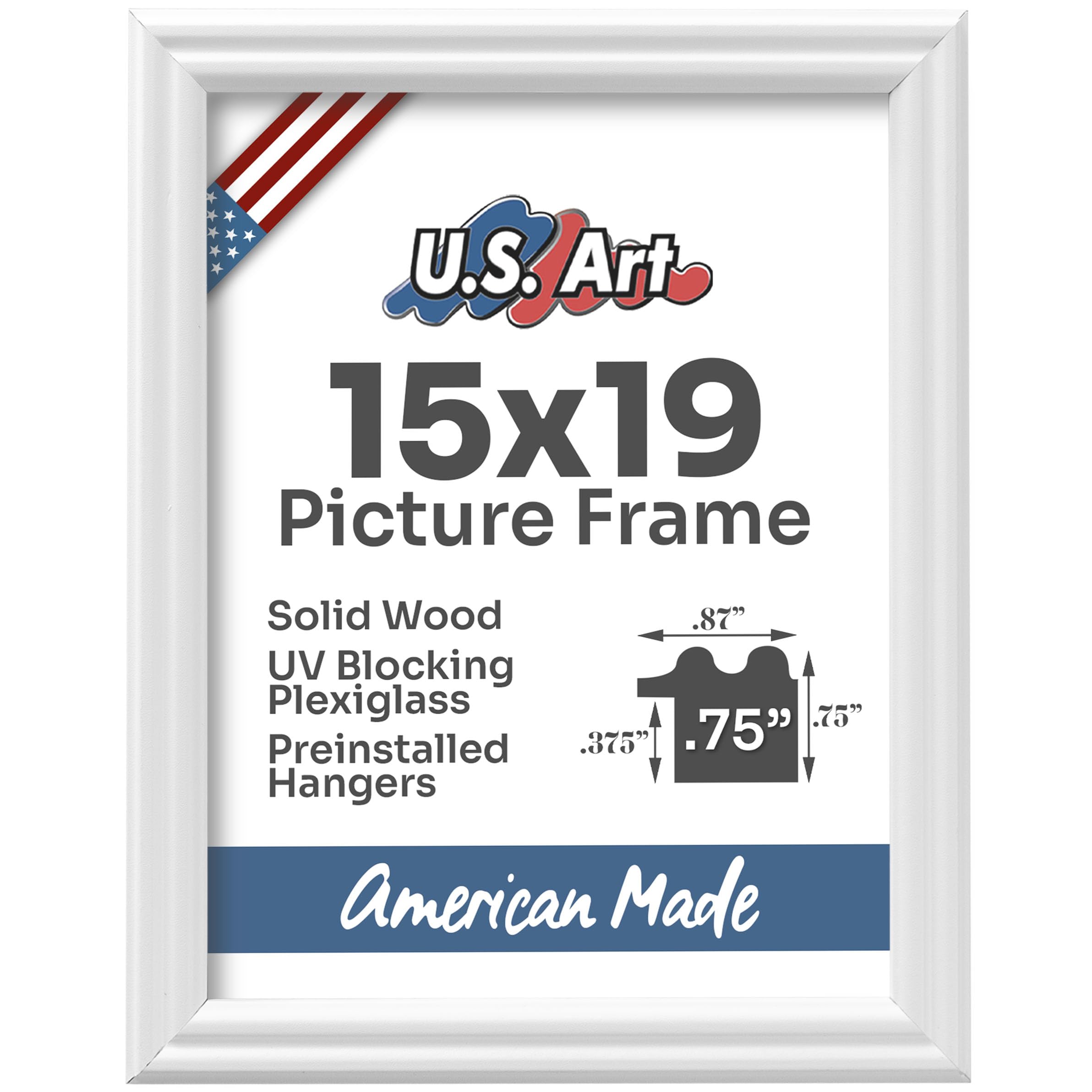 Amazon.com: US Art Frames 15x19 Traditional Style White Thin 0.75 Inch ...
