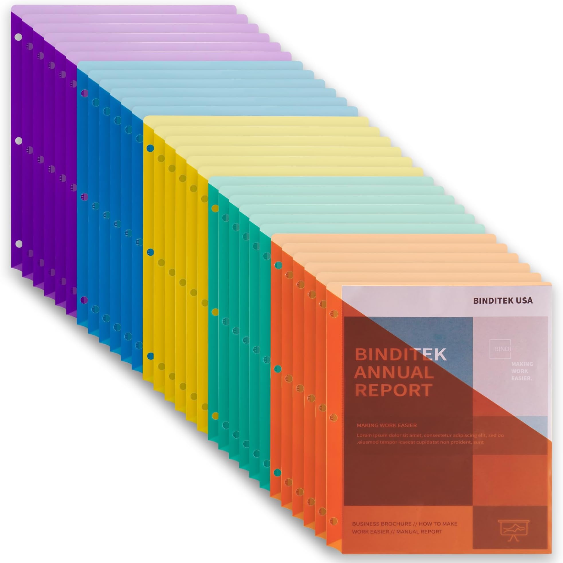 Amazon.com : Binditek 30 Pack Poly Slash File Jackets for 3 Ring Binder ...