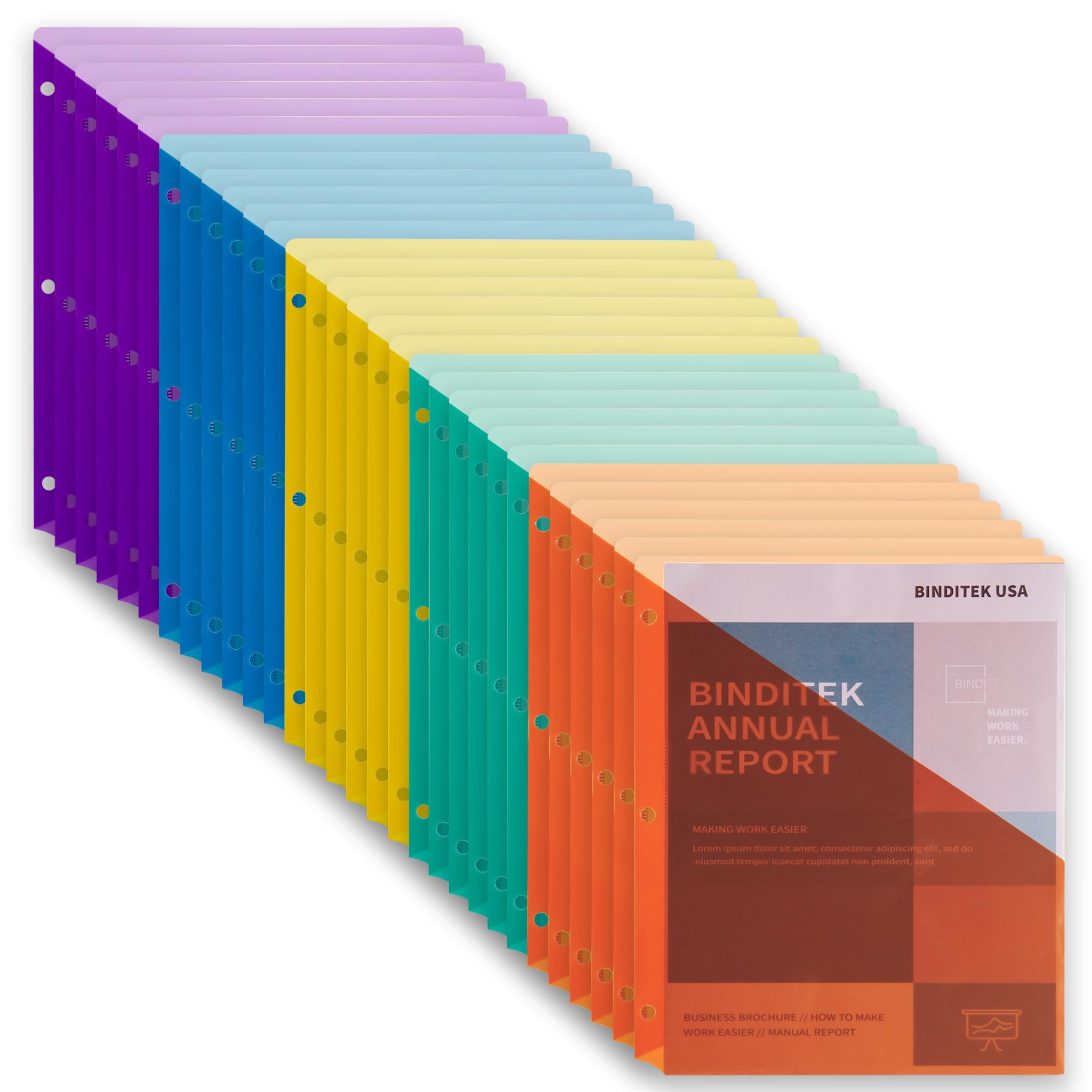 Amazon.com : Binditek 30 Pack Poly Slash File Jacket for 3 Ring Binder ...