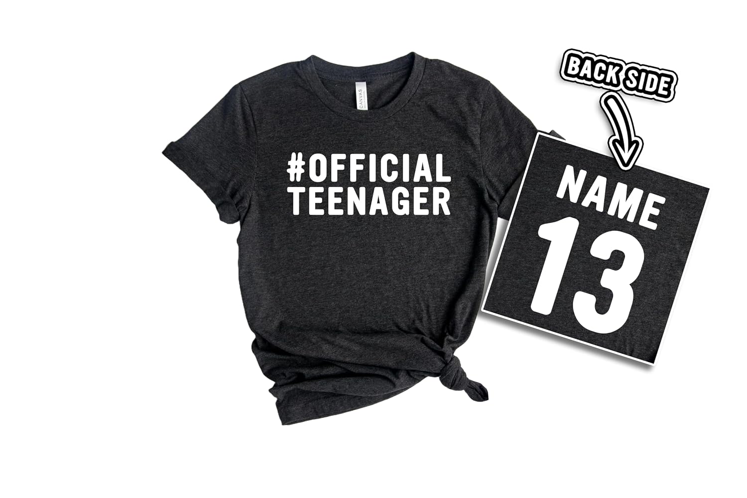 Amazon.com: Customizable FRONT+BACK | Official Teenager Shirt, 13Th ...