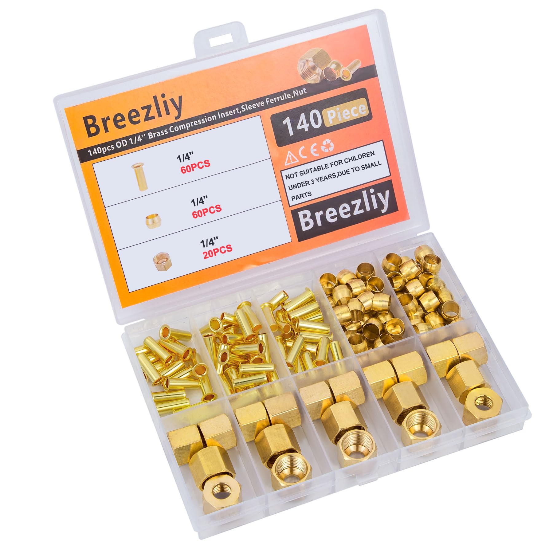 Snapklik.com : Breezliy 140PCS 1/4 Inch Compression Fittings Assortment ...