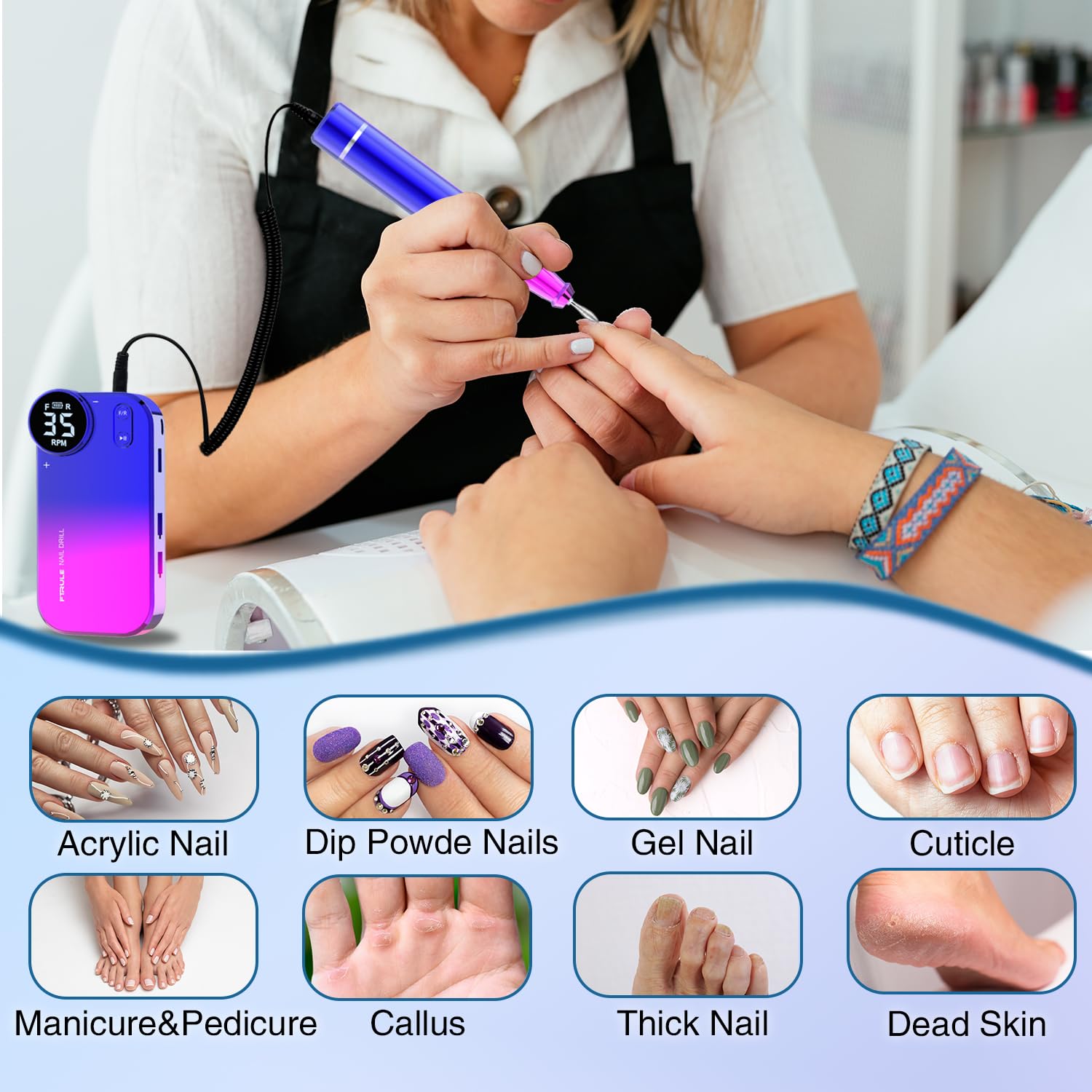 Professional Nail Drill Machine, 35000 RPM Efile Nail Drill Kit ...