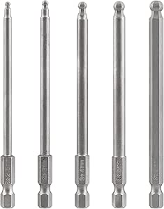 Unlorspy 5Pcs Ball End Metric Hex Bit Set 100 mm/4 Inch Length S2 Steel ...