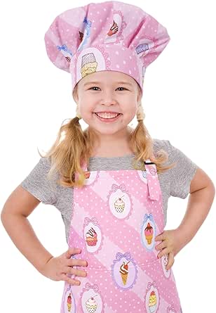 Livdouyu Children's Apron and Chef's Hat Set, Apron Children's Cooking ...