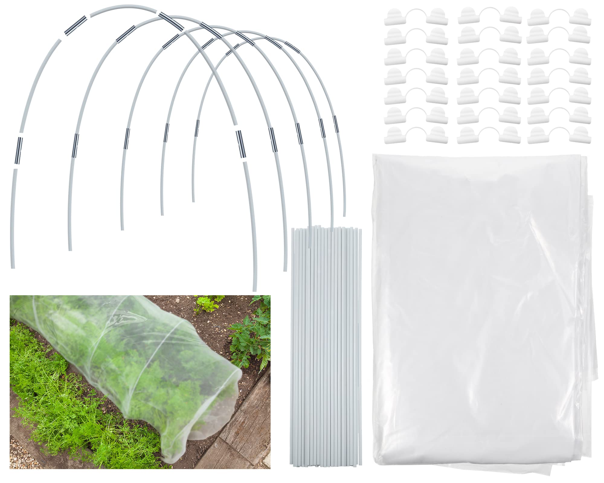 Garden Hoops Kits for Raised Beds Include 50 Pcs of Greenhouse Hoops ...