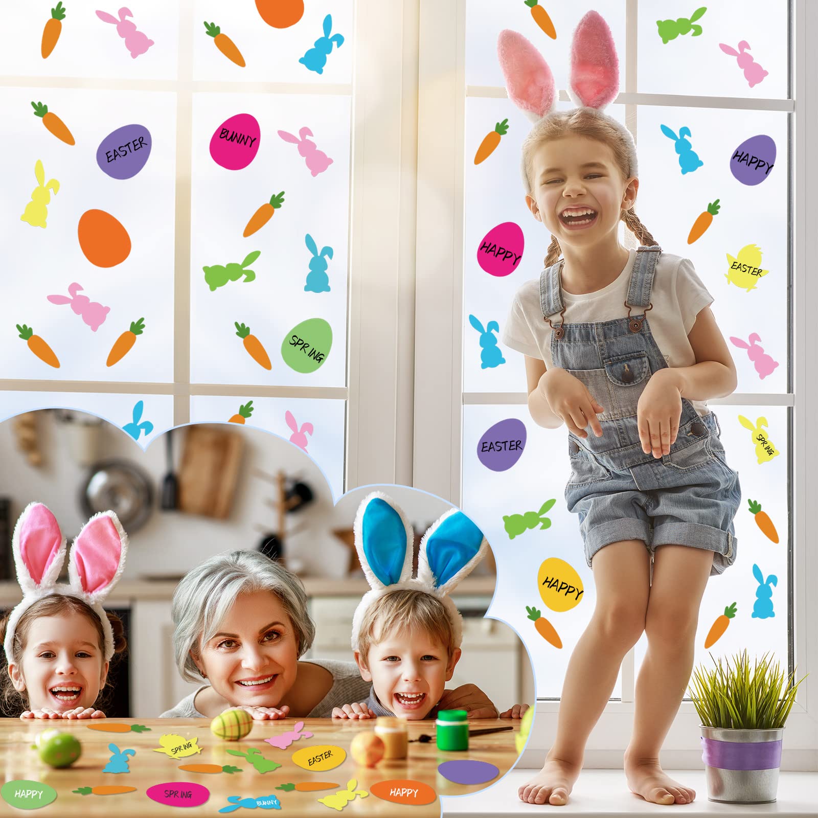 Snapklik.com : 108 Pcs Easter Colorful Cutouts Bunny Egg Chick Carrots ...