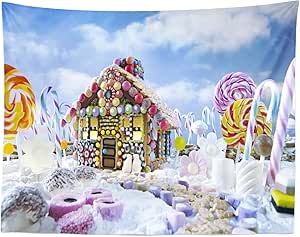 Amazon.com: Loccor 9x6ft Candy Theme Tapestry Backdrop Candy House ...
