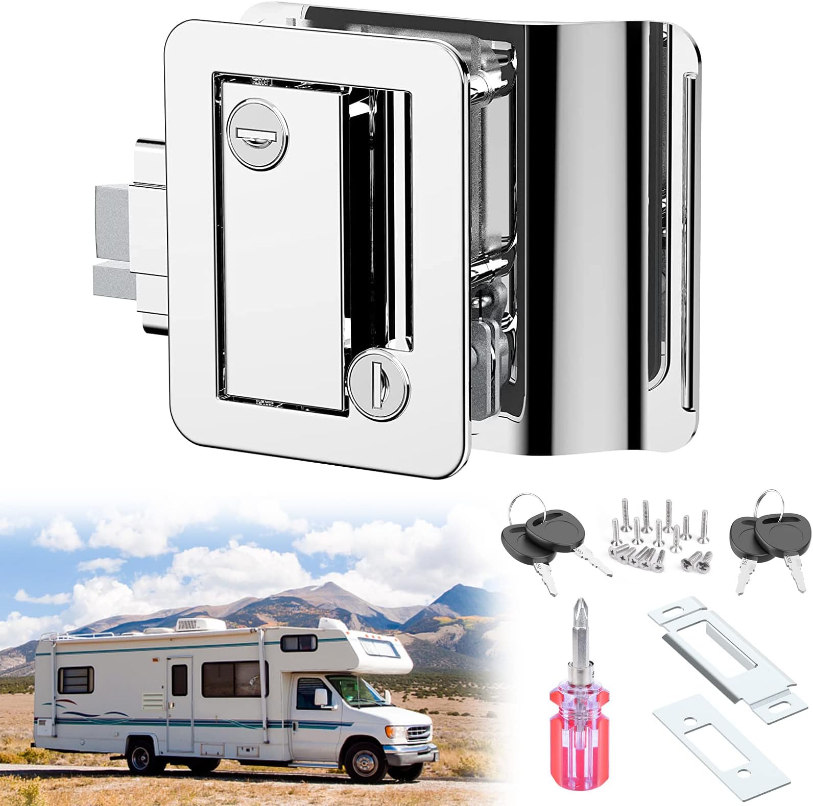 Amazon.com: Upgraded RV Door Lock, White RV Travel Trailer Door Lock ...