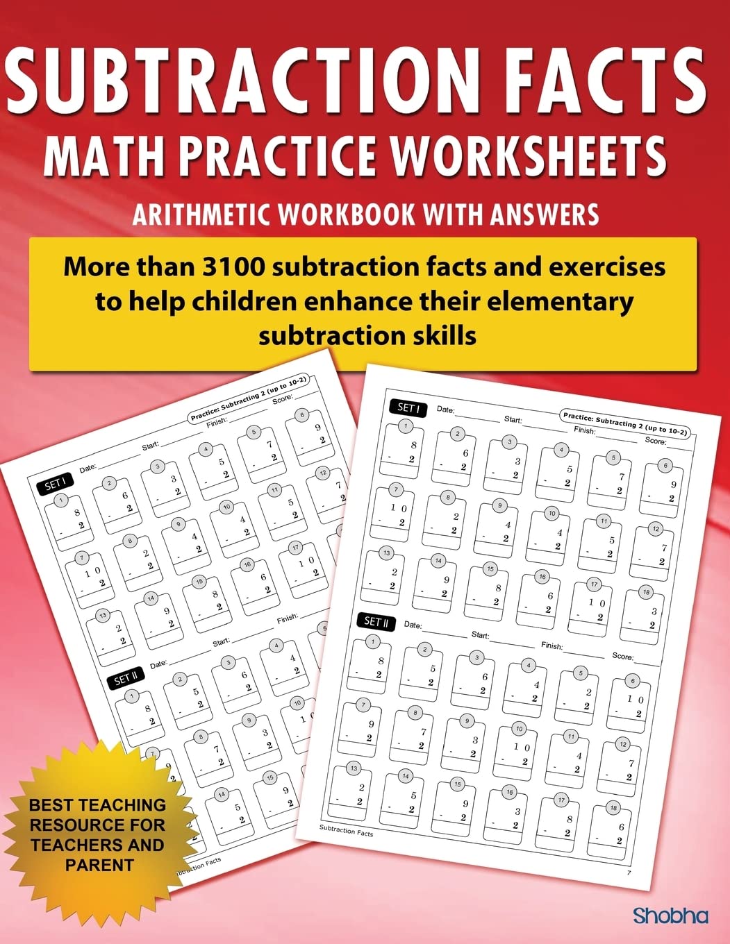 Subtraction Facts Math Practice Worksheet Arithmetic Workbook With ...