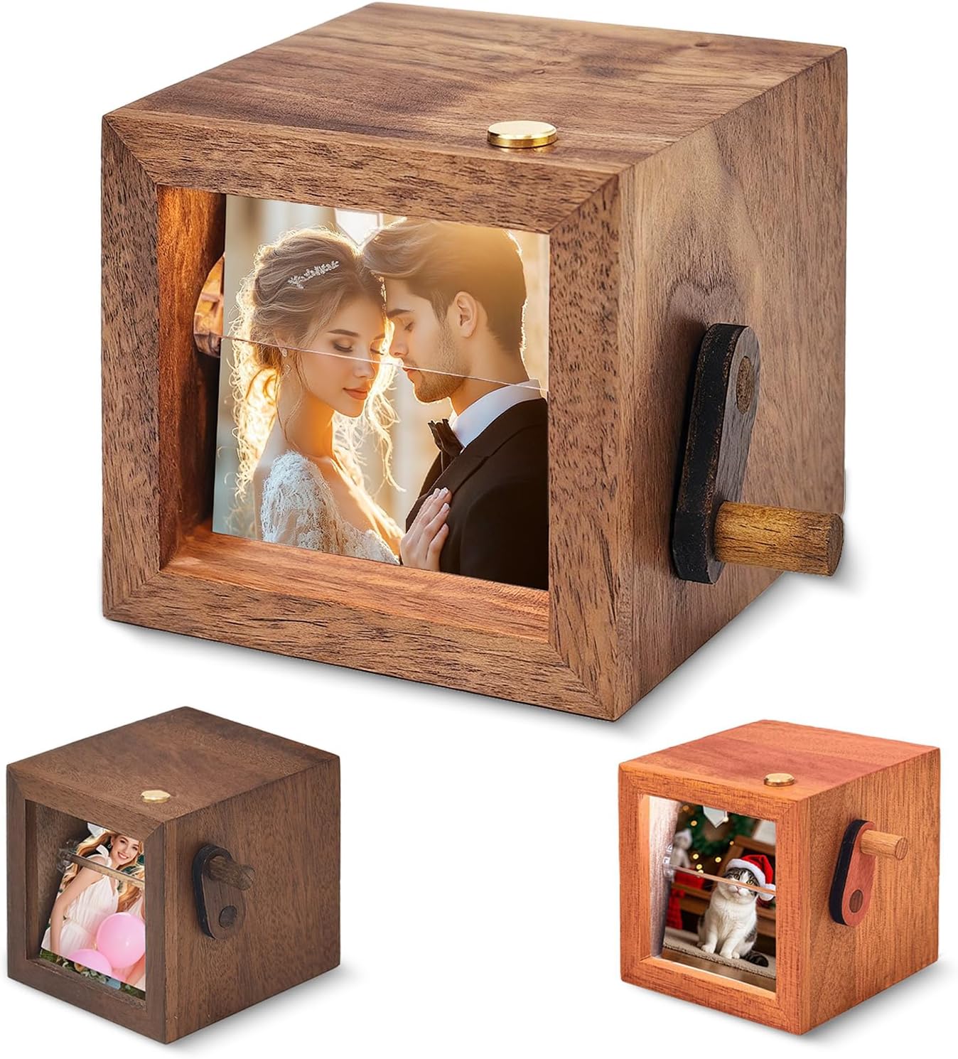 Custom Flip Photo Box — Personalized Hand-Crank Photo Flip Book Frame ...