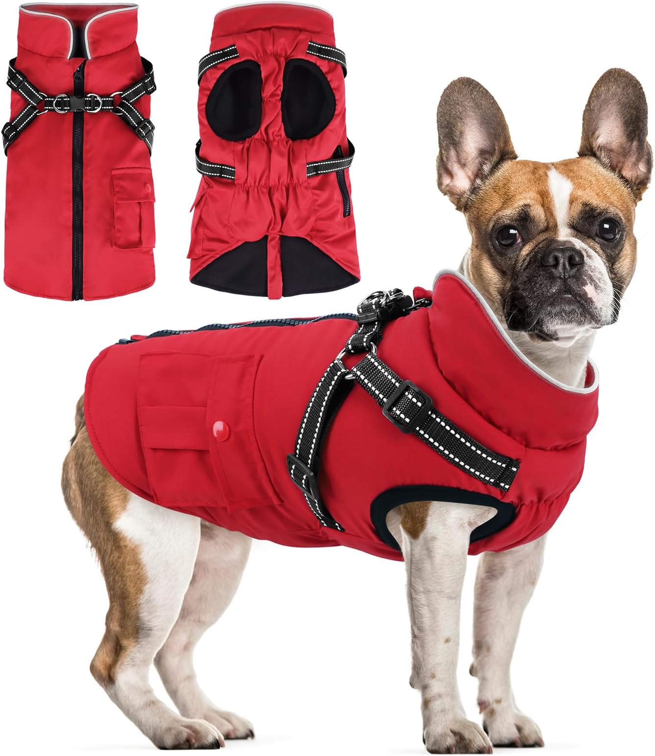 Aywoja Dog Coat with Harness Waterproof Dog Coat Easy to put on and ...