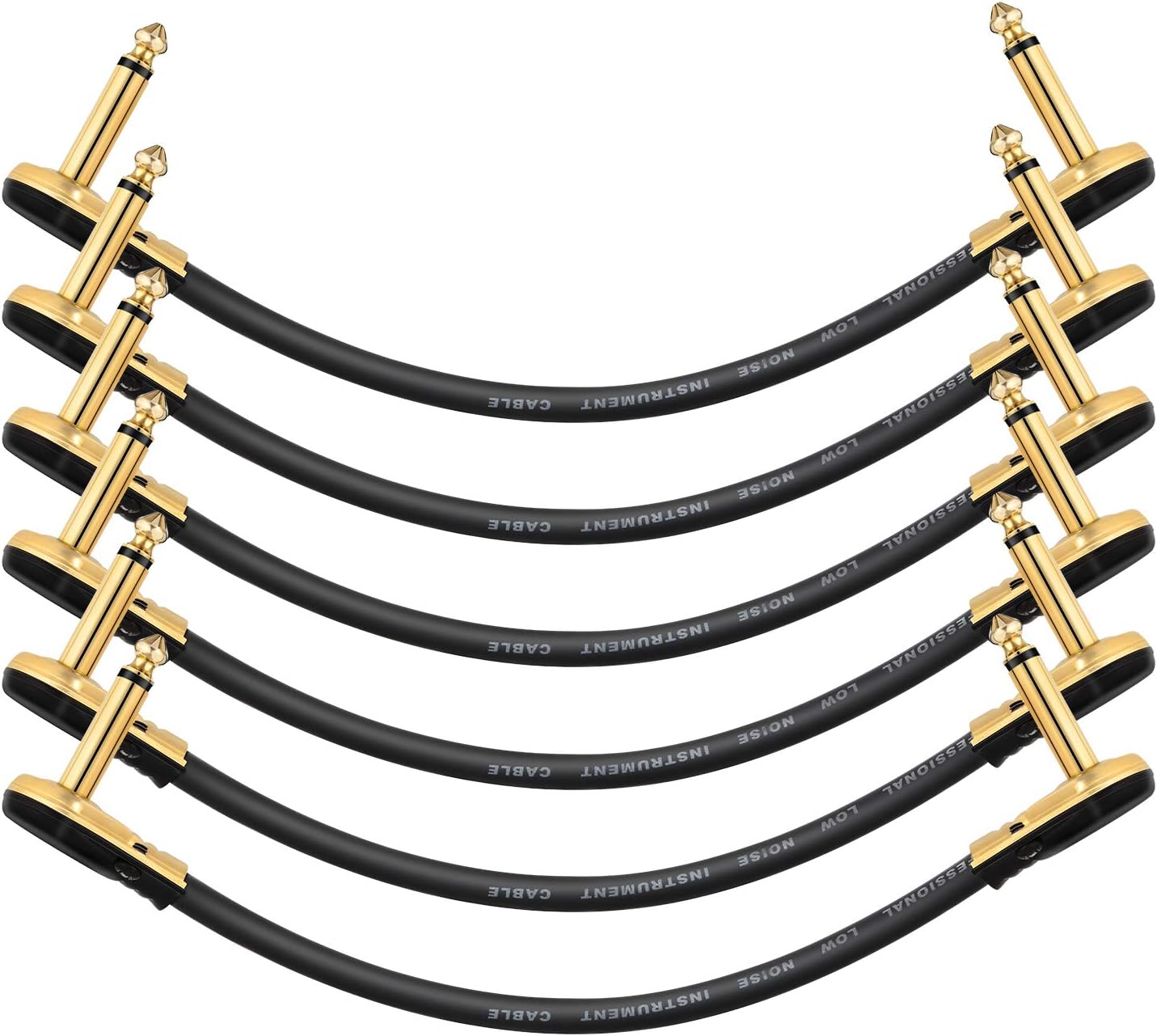 Sovvid 6 Pack 6 Inch Guitar Patch Cables, Black Guitar Pedal Cable ...