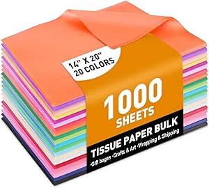 Amazon.com: 1000 PCS Tissue Paper, 20 Colors 14" X 20" Tissue Papers ...