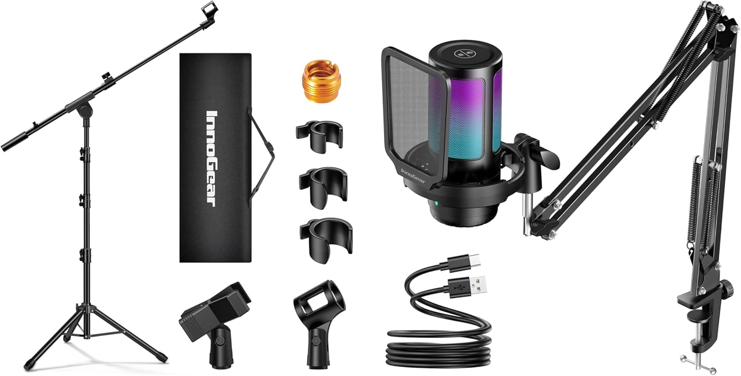 Amazon.com: InnoGear Microphone Stand Bundle, Tripod Boom Arm Floor Mic ...