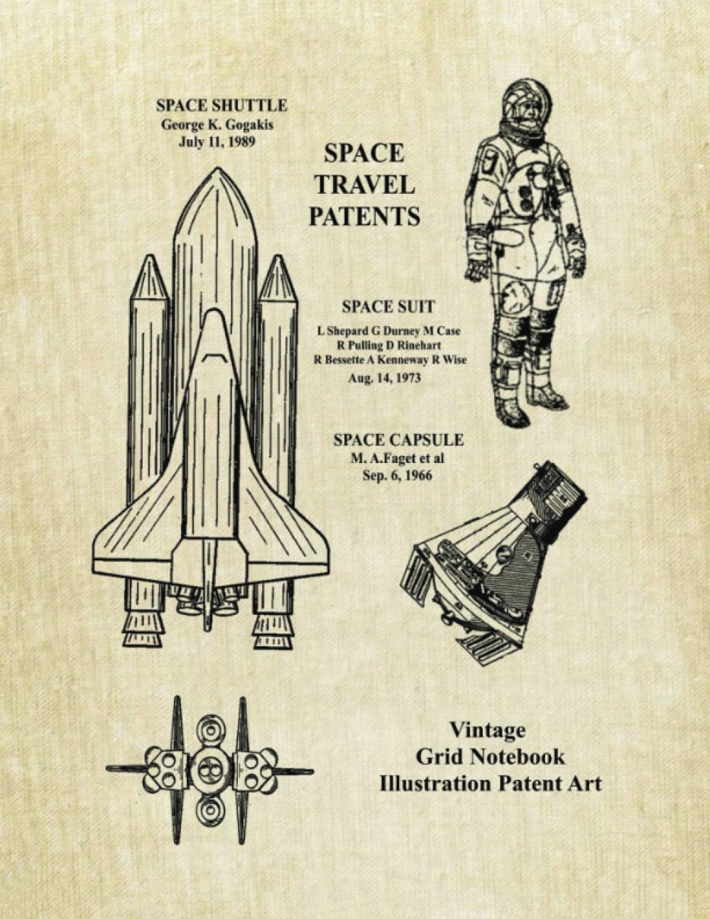 Astronautical Engineering Notebook Grid Paper: Vintage Space Themed ...