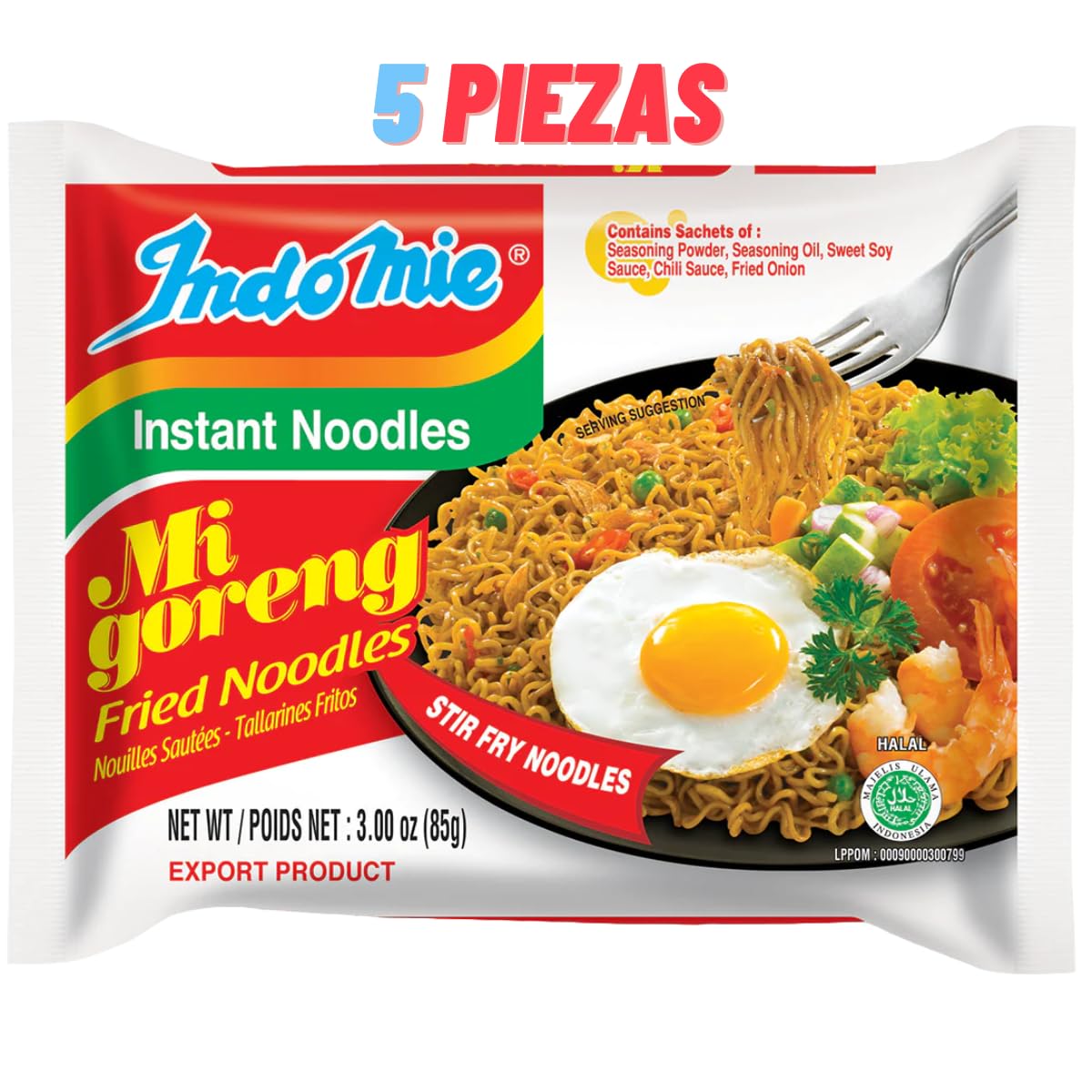 Buy Indomie Mi Goreng Instant Stir Fry Noodles, Halal Certified, 2.99 ...