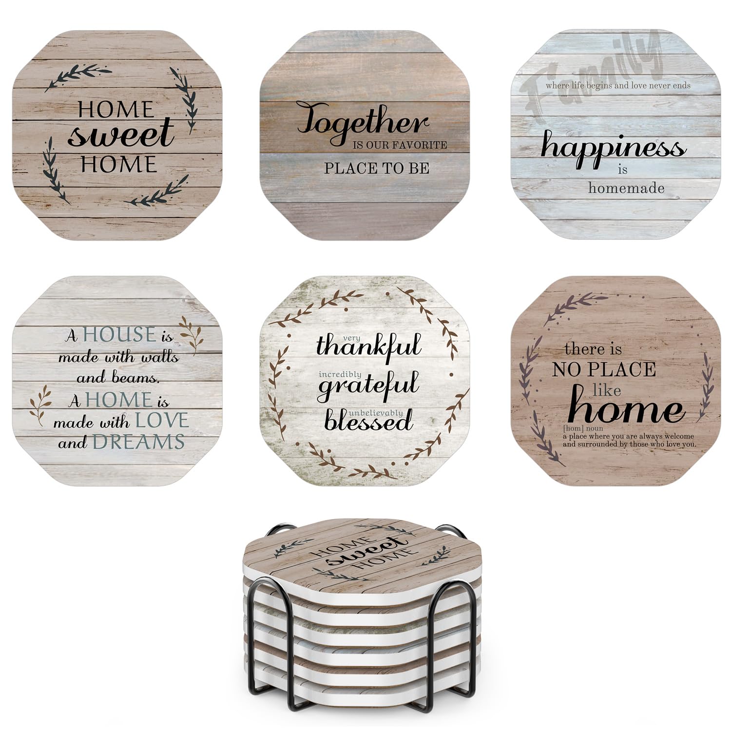 Amazon.com | UMIRRO Rustic Farmhouse Coasters for Coffee Table Decor ...