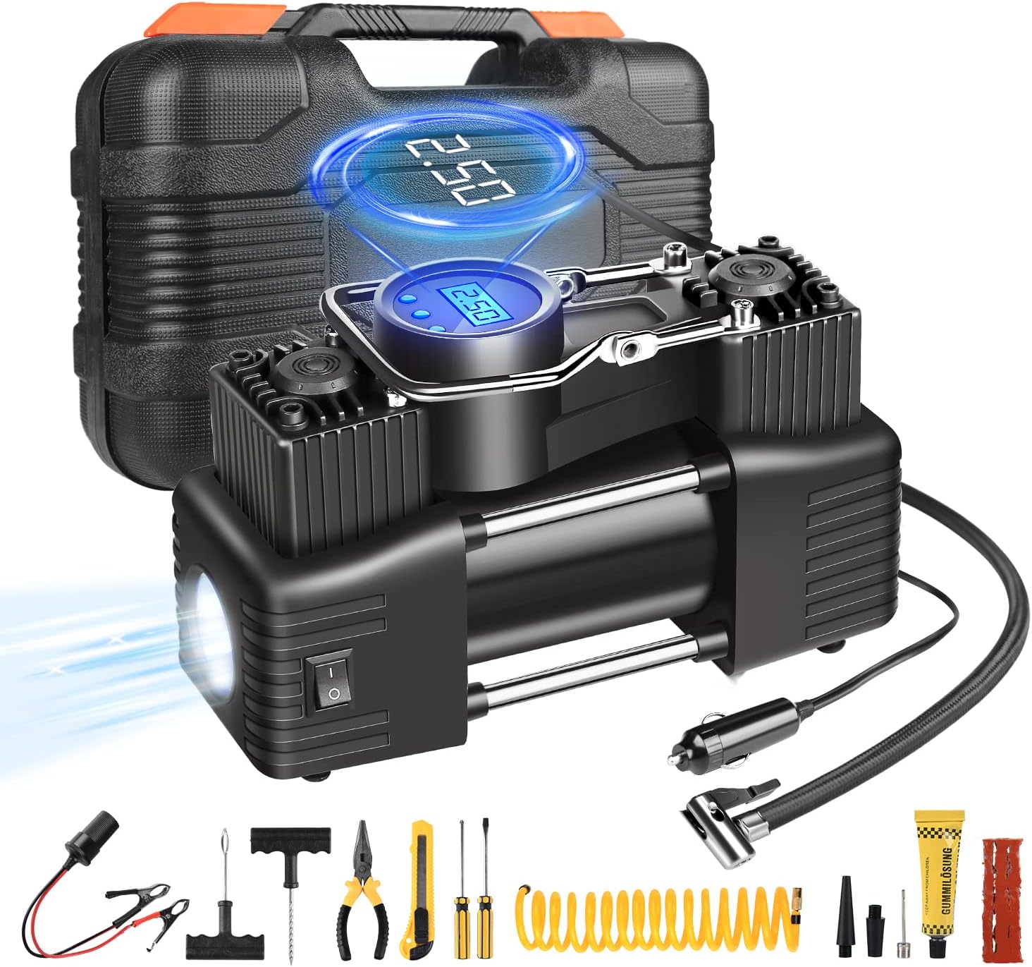 Amazon.com: DnuYivw Tire Inflator Heavy Duty Double Cylinders with ...