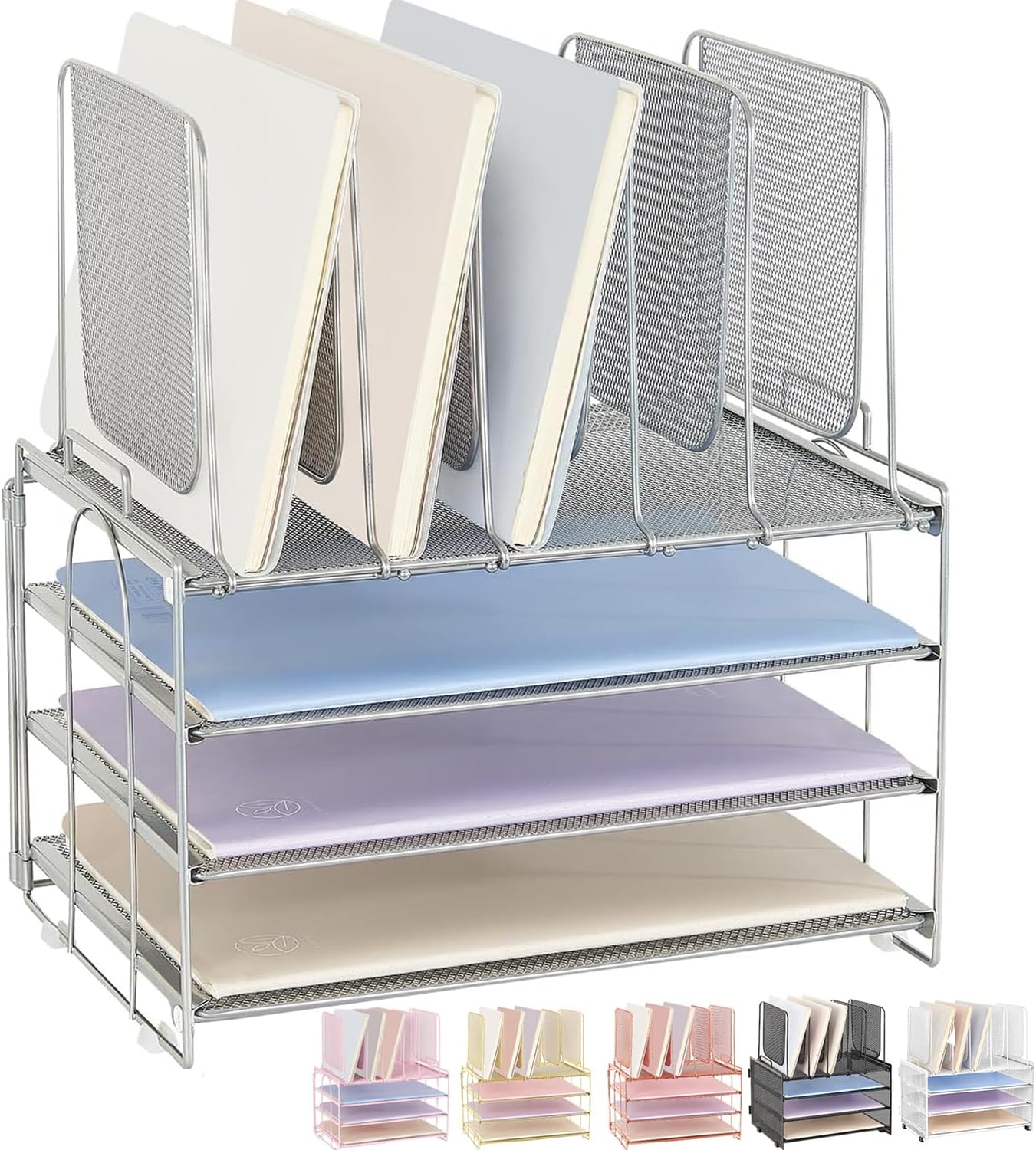 Amazon.com: MINDEPOT 2 Pack Extra Thick 6-Tier Desk Paper Organizer ...