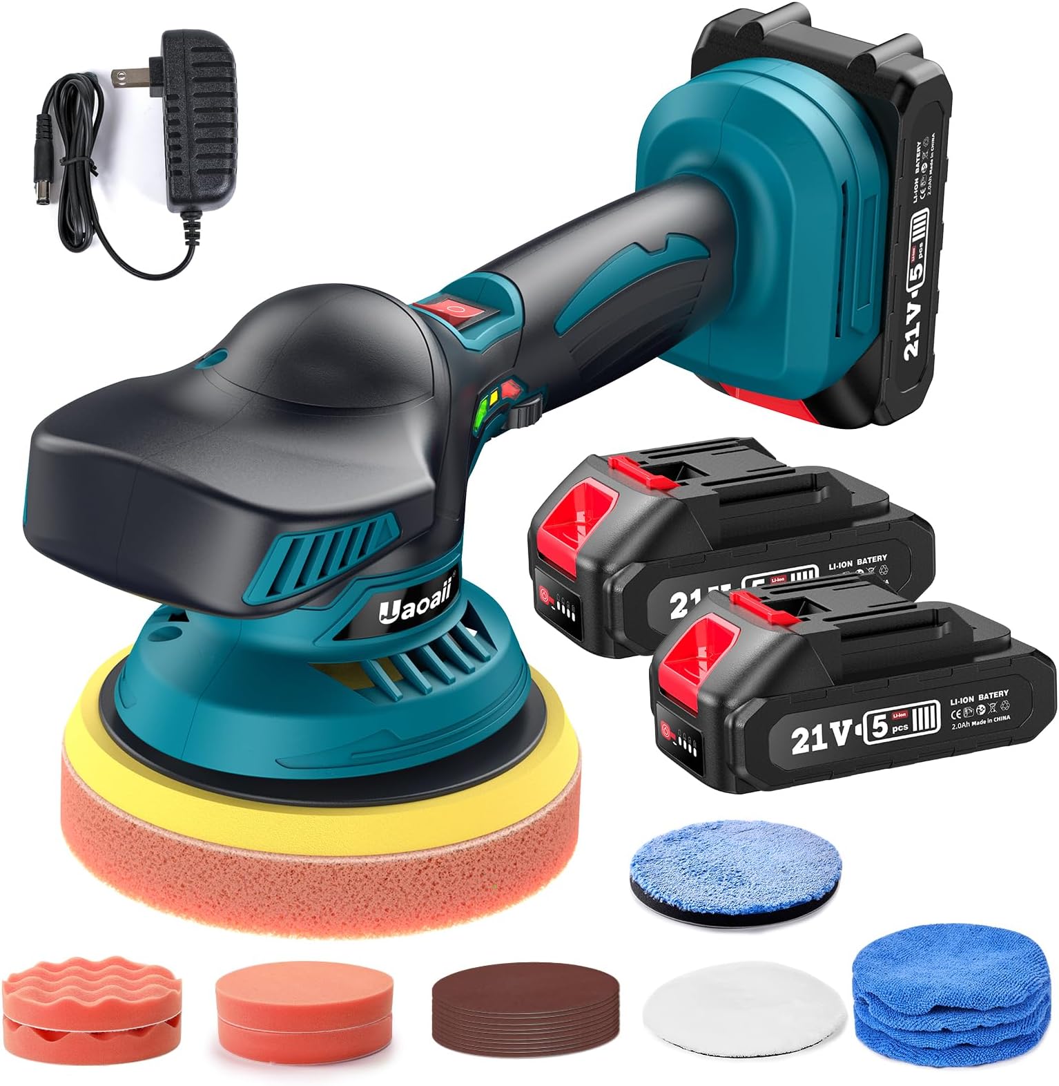 Amazon.com: Cordless Car Buffer Polisher with 2PCS 2.0 AH Batteries, 6 ...