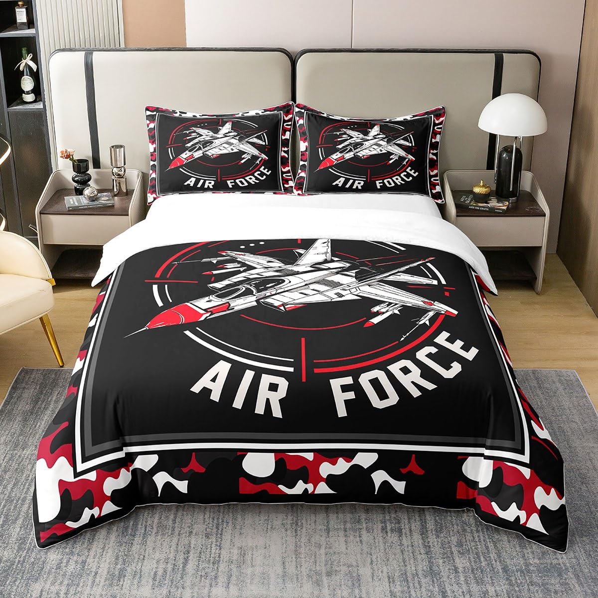 Amazon.com: Boys Aircraft 100% Nature Cotton Duvet Cover Twin Size,Army ...