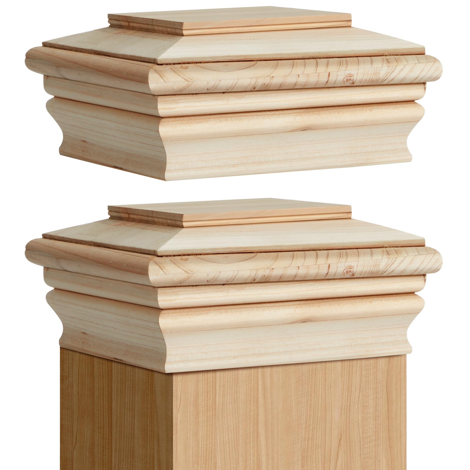Soaoo 2 Pieces Wooden Post Caps Classic Cedar 4 x 4 Wood Post Caps Wood ...