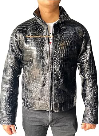 Alligator Leather Skin Jackets For Men Genuine Alligator Skin Coat Men ...