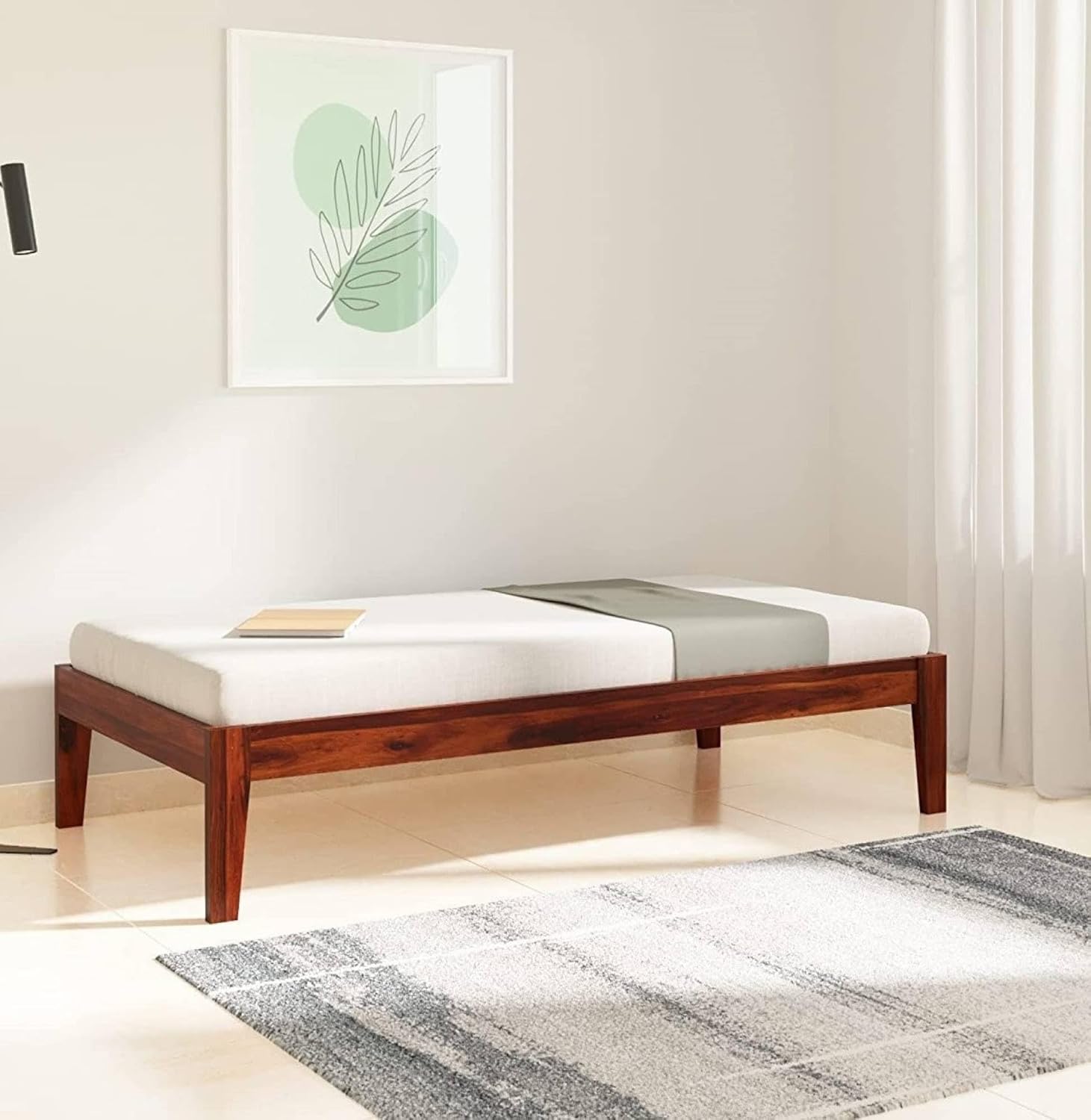 RECTART Solid Wood Divan Bed for Living Room, Divan Single Bed for ...