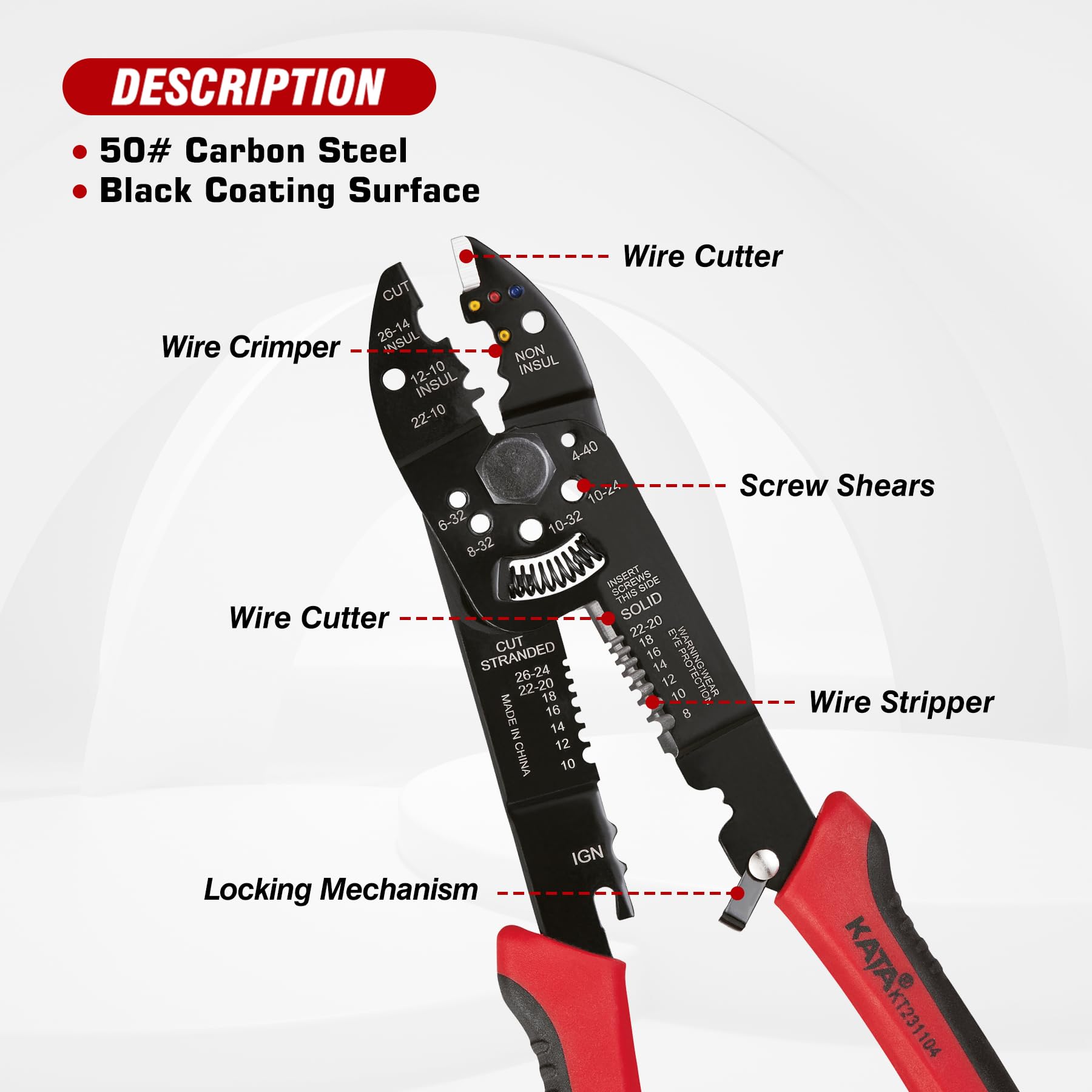 Snapklik.com : 10 Inch Wire Cutter Wire Stripper, Cutting For 8-22 AWG ...