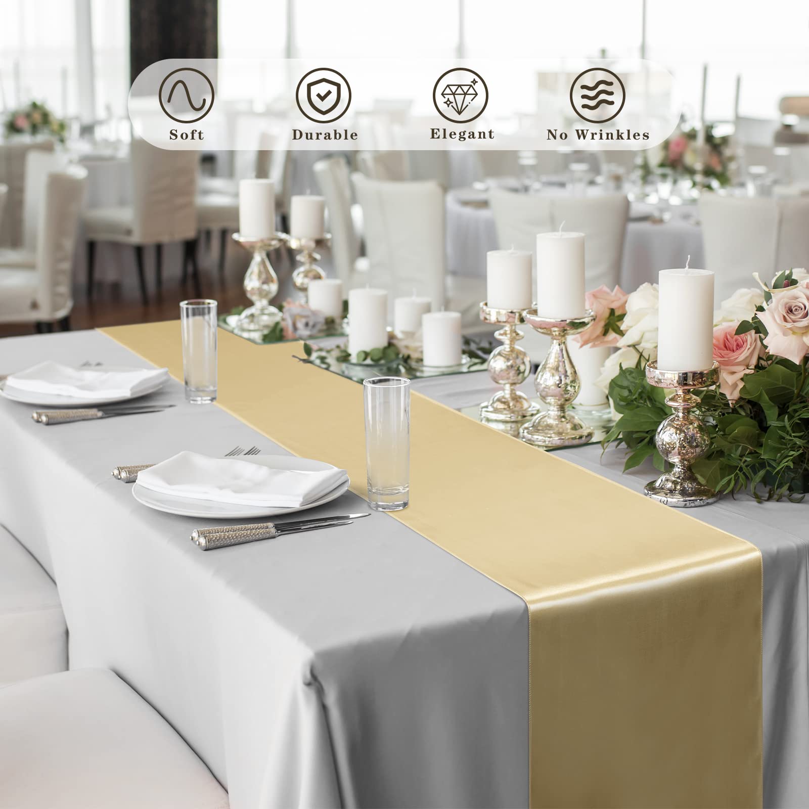 Snapklik.com : TURSTIN 24 Pack Satin Table Runner 12 X 108 Inch Long ...