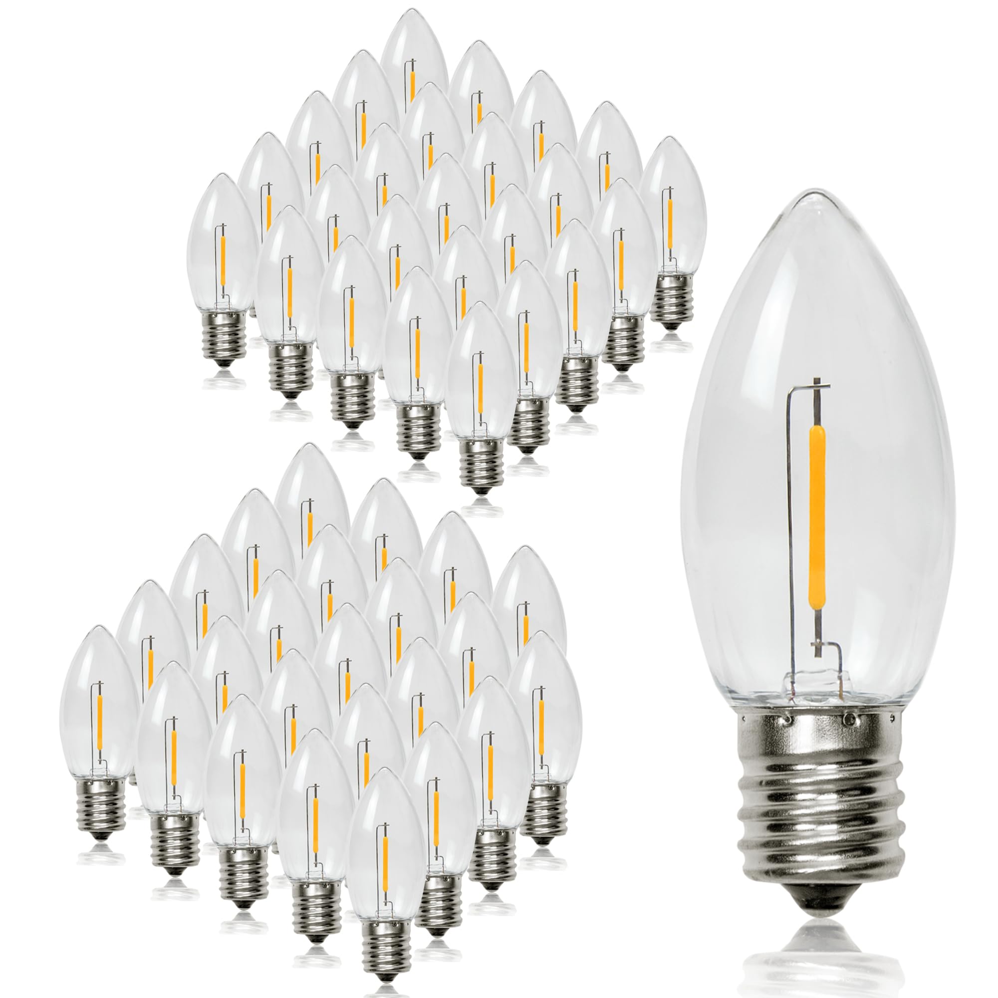 MEILUX 50 Pack C9 LED Replacement Christmas Light Bulbs, Soft White ...