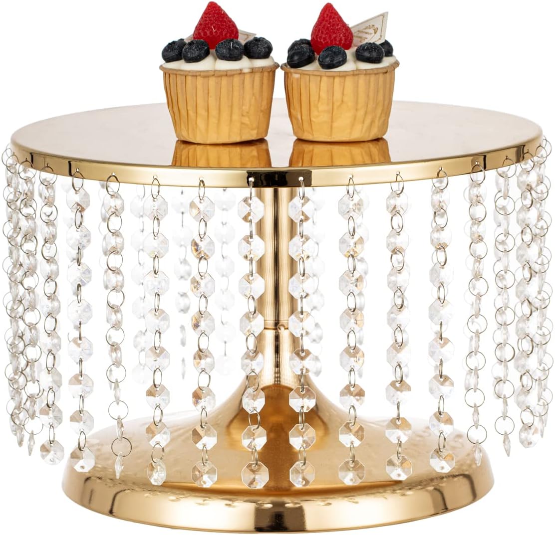 Amazon.com | Bokon 6 Pcs Crystal Gold Cake Stand Round Dessert Cupcake ...