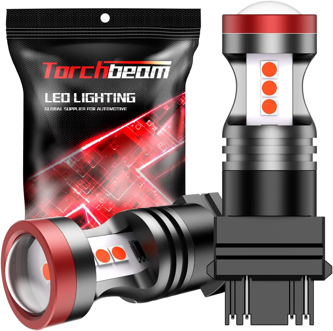 Amazon.com: Torchbeam 3157 3156 LED Bulbs Red for Strobe Brake Lights ...