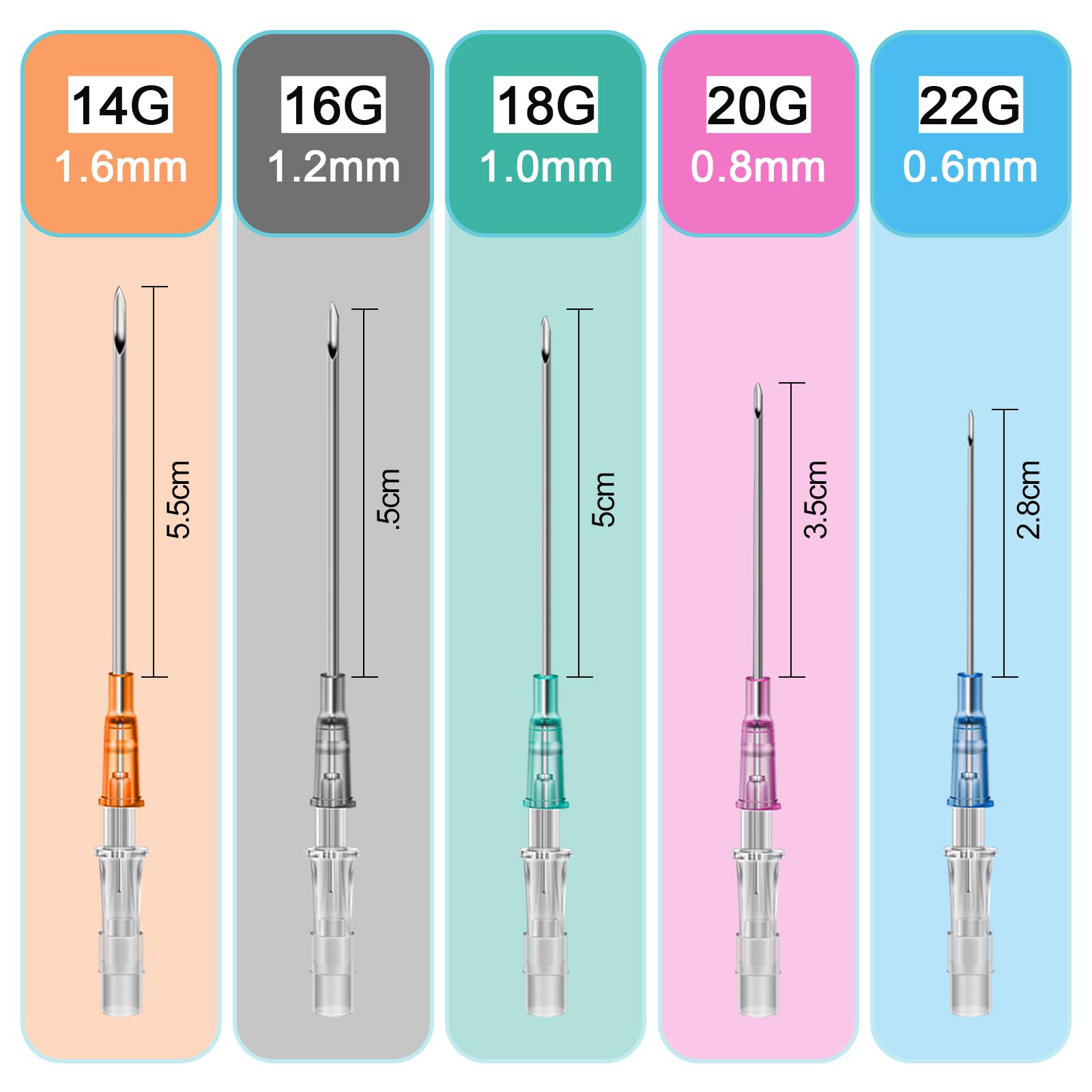 Snapklik.com : Jconly Professional Piercing Catheter Needles Kit 50PCS ...