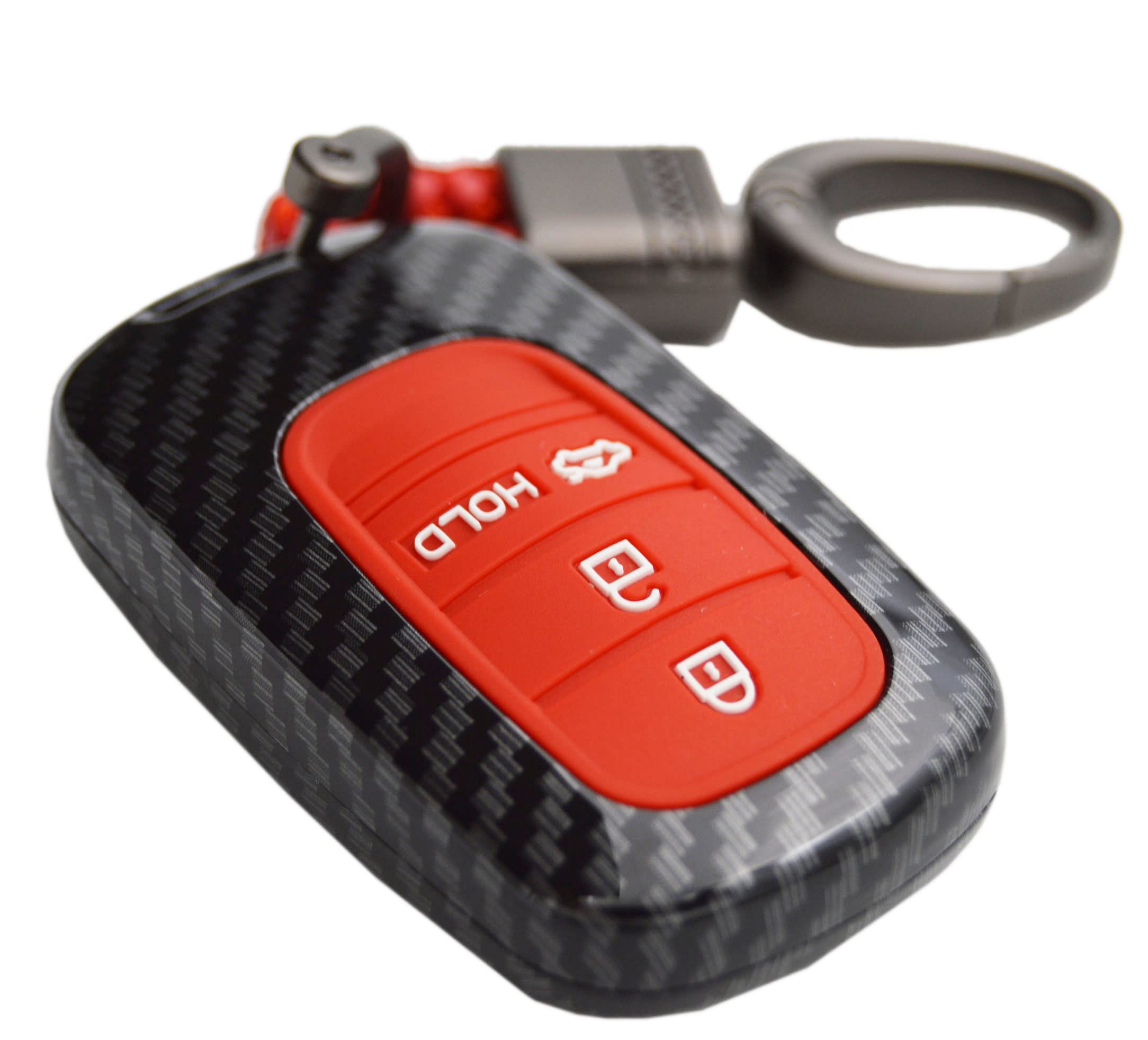 Amazon.com: 2-Layers Hybrid Combo Carbon Key Fob Cover + Keychain for ...