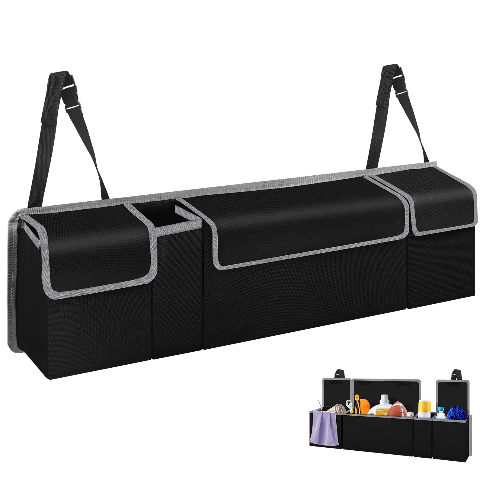LONENESSL Car Boot Organiser, Boot Storage Bags for Suv and Adjustable ...