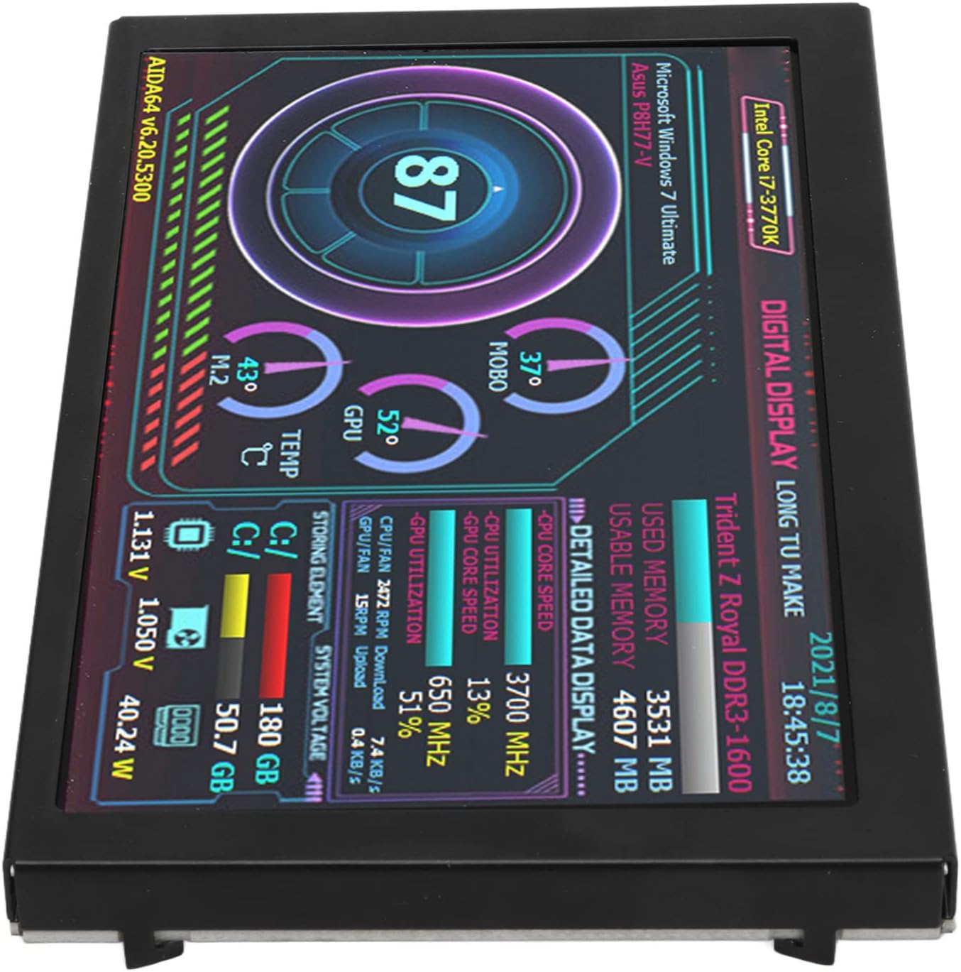 Monitor de Temperatura de la Computadora, Mini Pantalla IPS USB de 5 ...