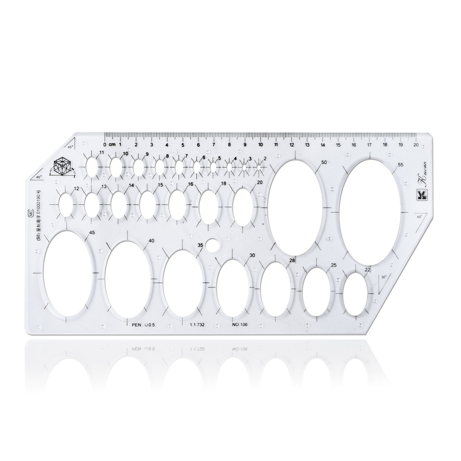 Buy Clear Plastic Mathematics Metric Ruler Ellipse Oval Shapes Drawing ...