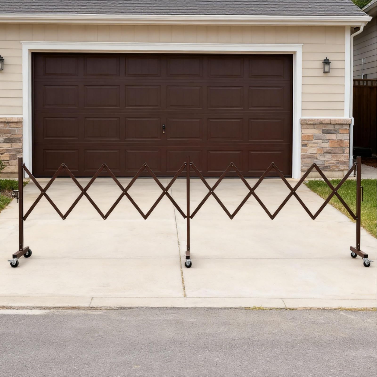 Snapklik.com : 16.4FT Expandable Driveway Gate Metal Retractable Fence ...